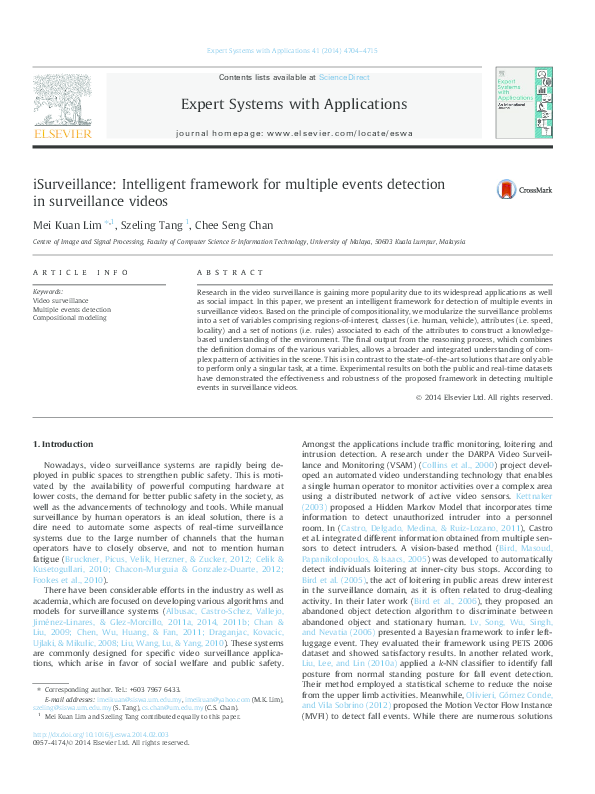 (PDF) iSurveillance: Intelligent Framework for Multiple Events ...