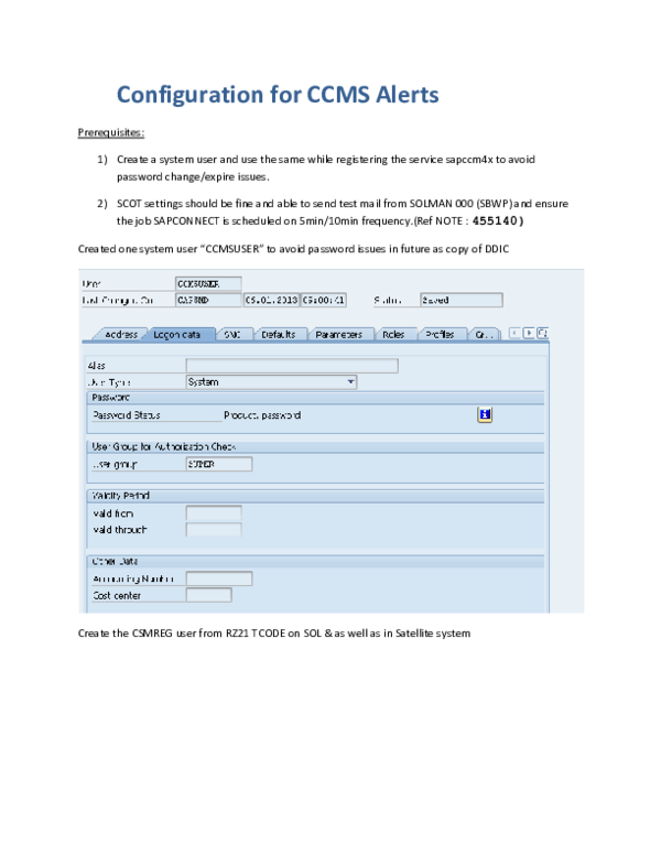 (DOC) Configuration for CCMS Alerts Prerequisites