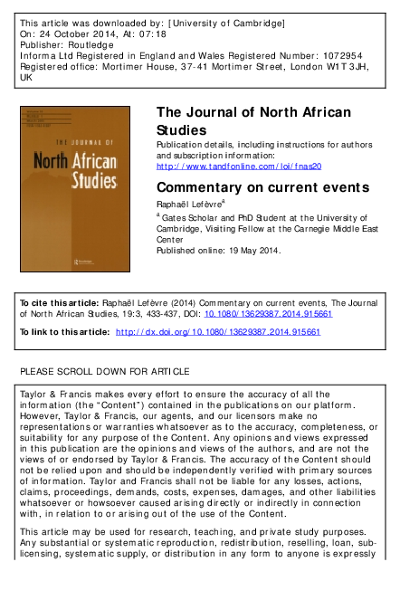 (PDF) Morocco: a Stabilizing Force in the Maghreb? / Journal of North ...