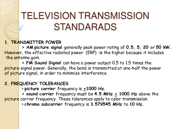 (PPT) Audio & Video - TELEVISION TRANSMISSION STANDARDS