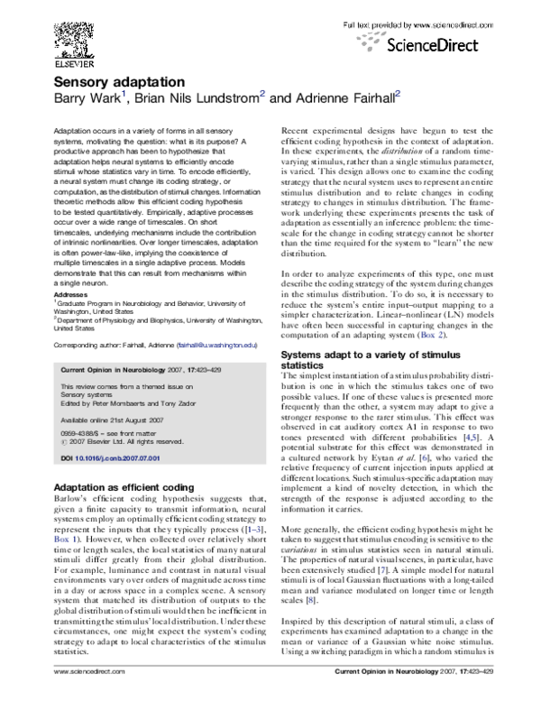 (PDF) Sensory adaptation