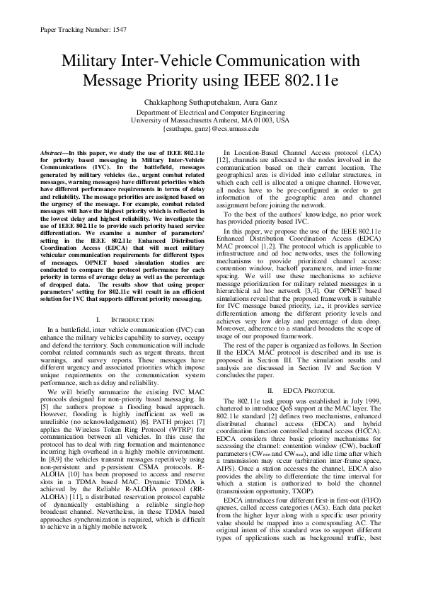 (PDF) Military inter-vehicle communication with message priority using ...