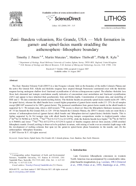 (PDF) Zuni – Bandera volcanism, Rio Grande, USA — Melt formation ...