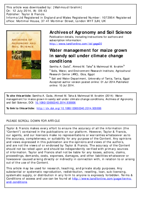 (PDF) Water management for maize grown in sandy soil under climate ...