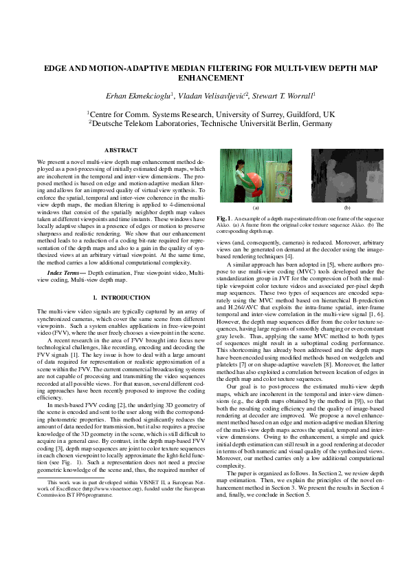 Pdf Edge And Motion Adaptive Median Filtering For Multi View Depth