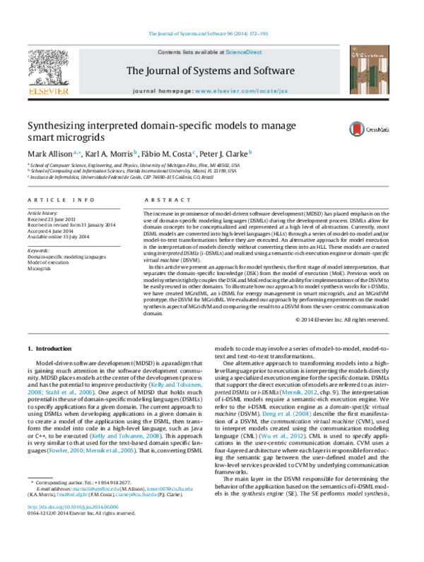(PDF) Synthesizing interpreted domain-specific models to manage smart microgrids