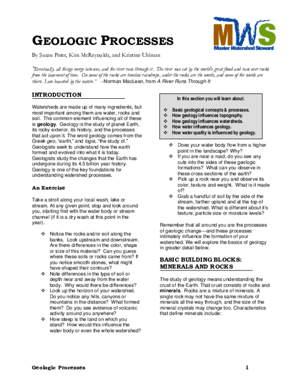 (PDF) GEOLOGIC PROCESSES