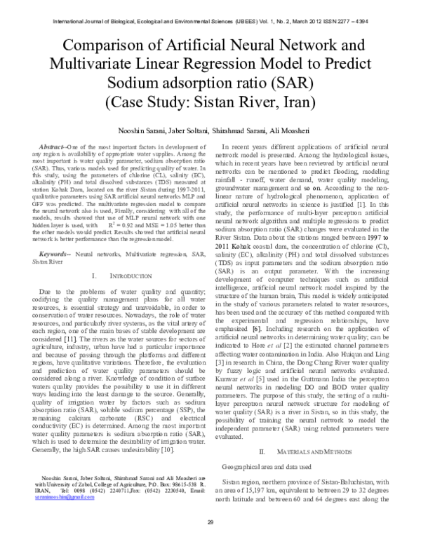 Pdf Comparison Of Artificial Neural Network And Multivariate Linear Regression Model To