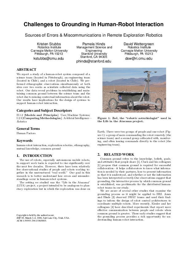 (PDF) Challenges to Grounding in Human-Robot Interaction Sources of ...
