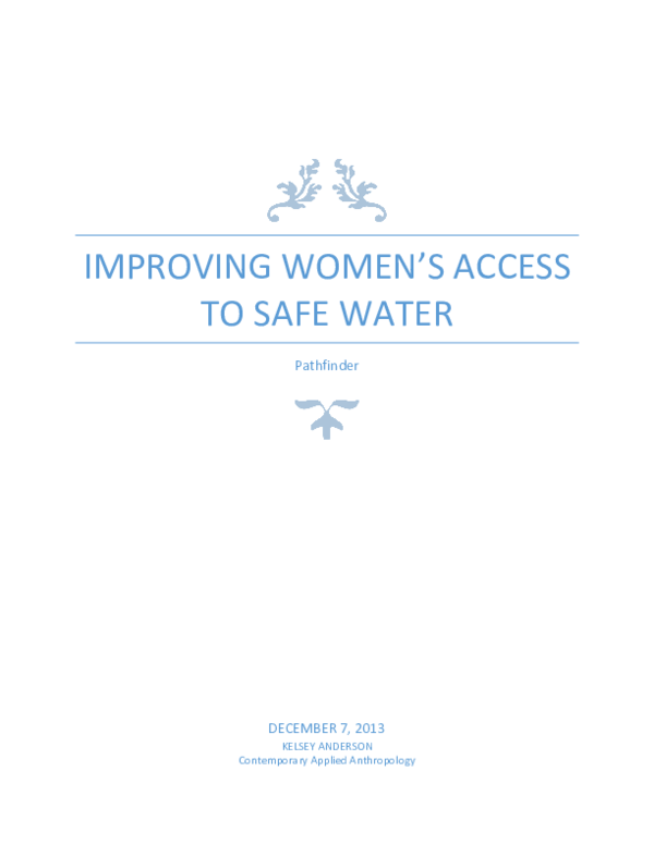(DOC) IMPROVING WOMEN’S ACCESS TO SAFE WATER: Pathfinder