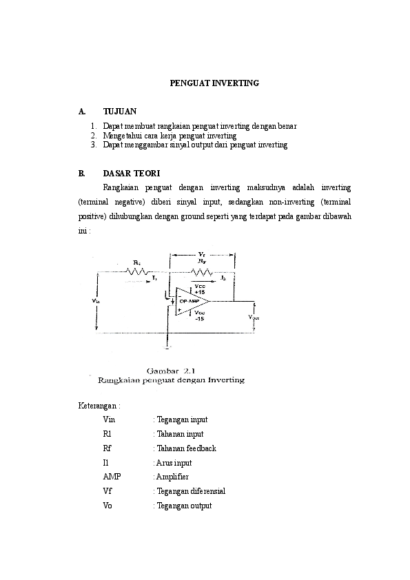 (DOC) PENGUAT INVERTING (OP AMP PEMBALIK)