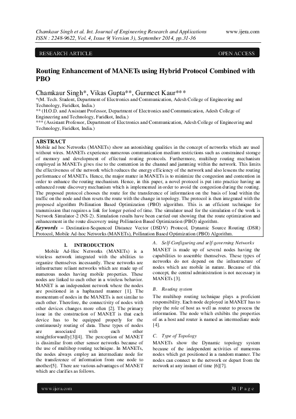 Pdf Routing Enhancement Of Manets Using Hybrid Protocol Combined With Pbo