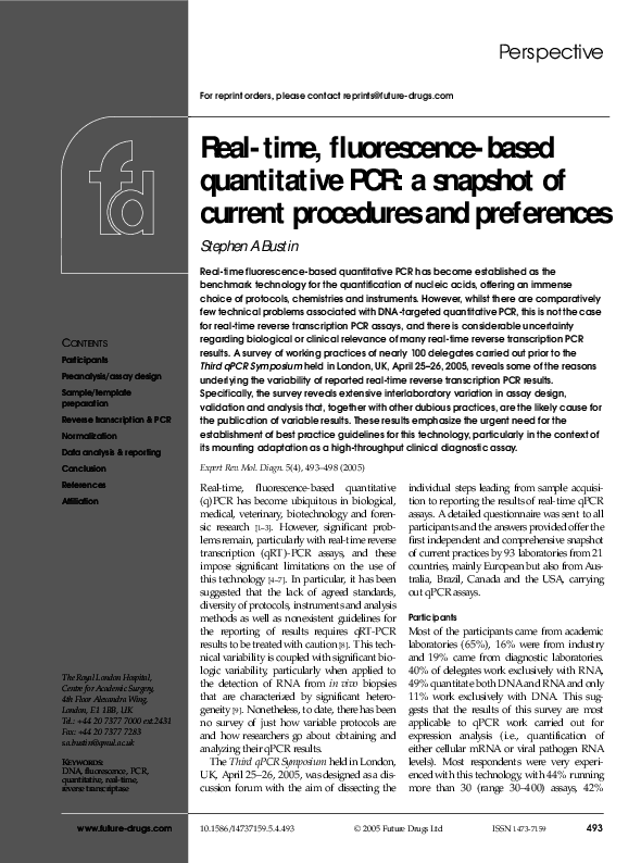(PDF) Real-time, fluorescence-based quantitative PCR: a snapshot of ...