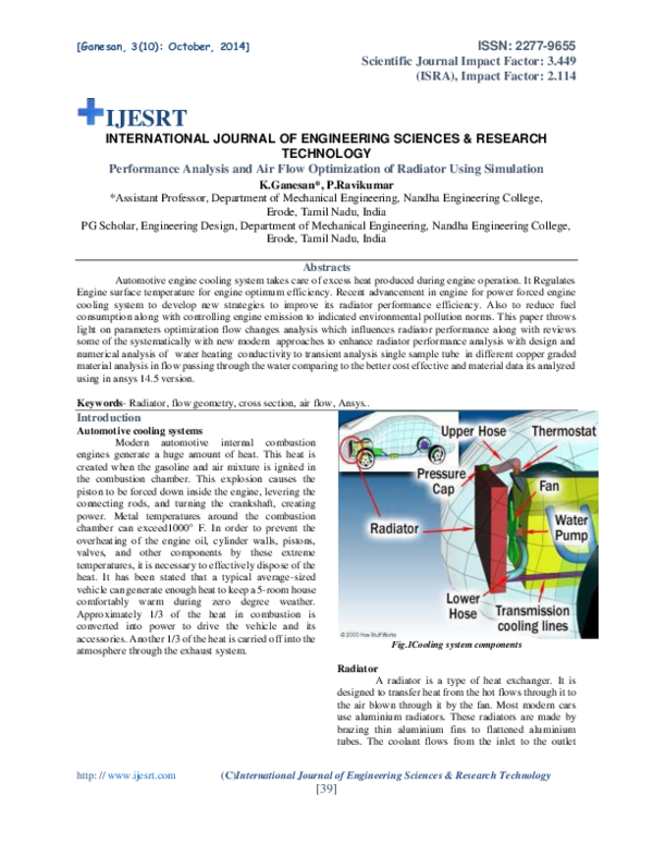 (PDF) Performance Analysis and Air Flow Optimization of Radiator Using ...