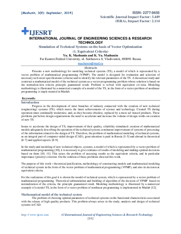 (PDF) Simulation of Technical Systems on the basis of Vector ...