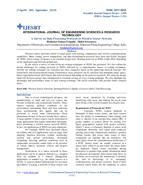 Pdf A Survey On Data Processing Protocols In Wireless Sensor Network