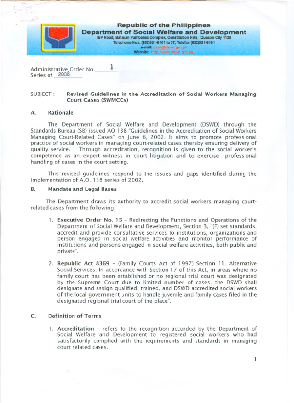 (PDF) Republic of the Philippines Department of Social Welfare and ...