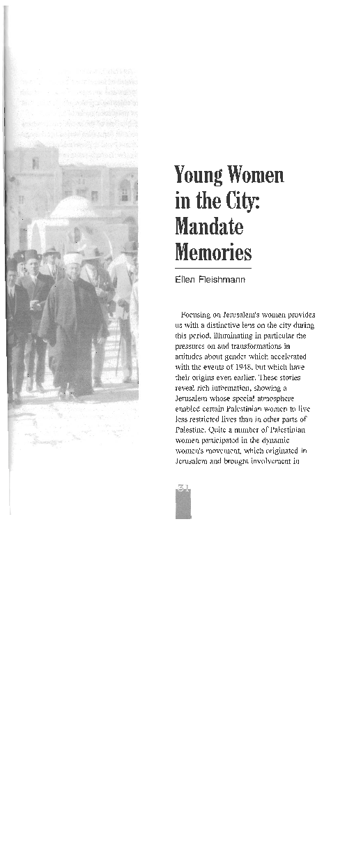 (PDF) "Young Women in the City: Mandate Memories"