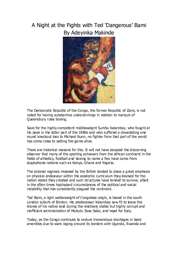 (PDF) A Night at the Fights with Ted 'Dangerous' Bami