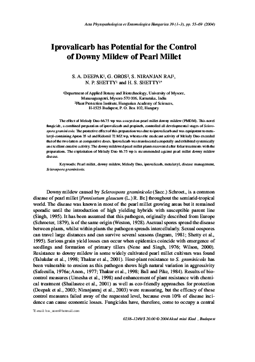 (PDF) Iprovalicarb has Potential for the Control of Downy Mildew of ...