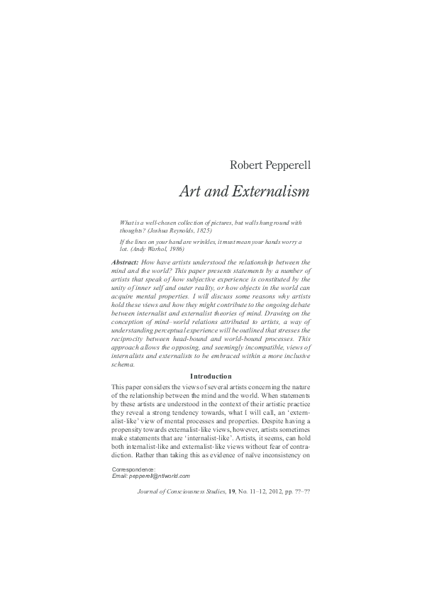 (PDF) Art and Externalism