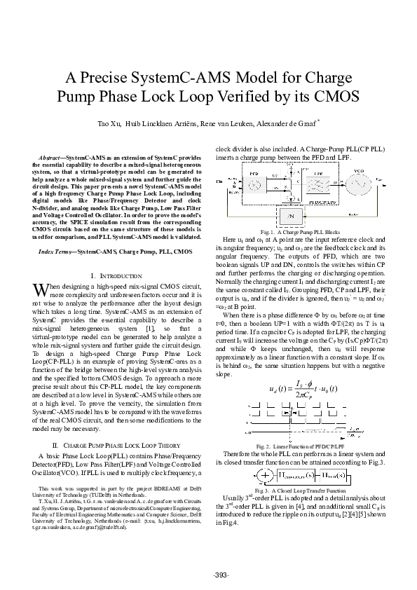 (PDF) A Precise SystemC-AMS Model for Charge Pump Phase Lock Loop Verified by its CMOS
