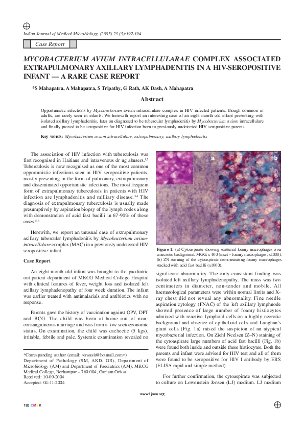 (PDF) MYCOBACTERIUM AVIUM INTRACELLULARAE COMPLEX ASSOCIATED ...