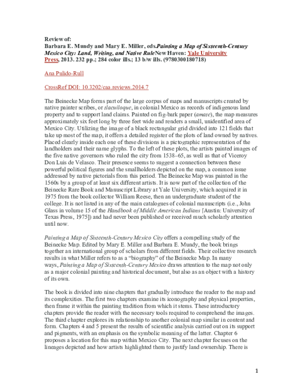 (PDF) CAA Review of book: Painting a Map of Sixteenth-Century Mexico ...