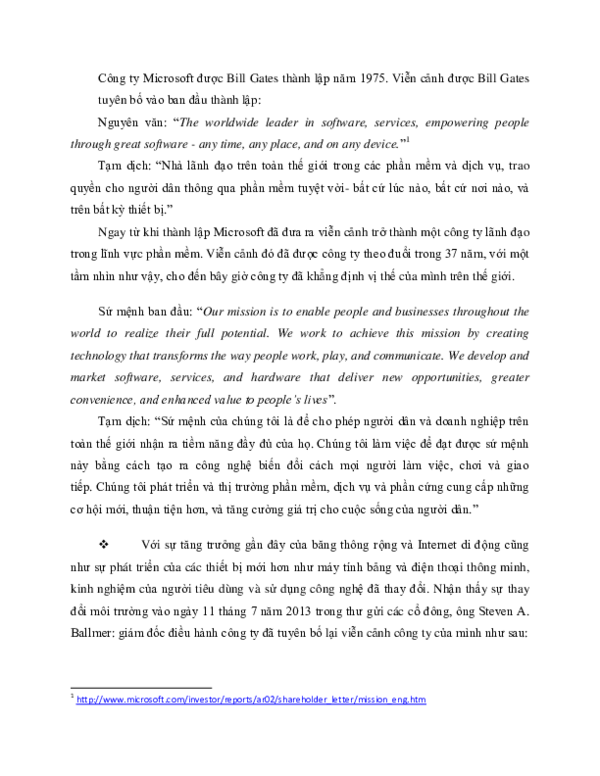 (DOC) Công ty Microsoft được Bill Gates thành lập năm 1975