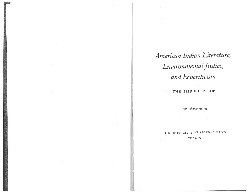 (PDF) American Indian Literature, Environmental Justice and ...