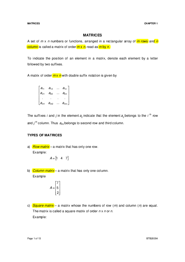 (PDF) 1- MATRICES