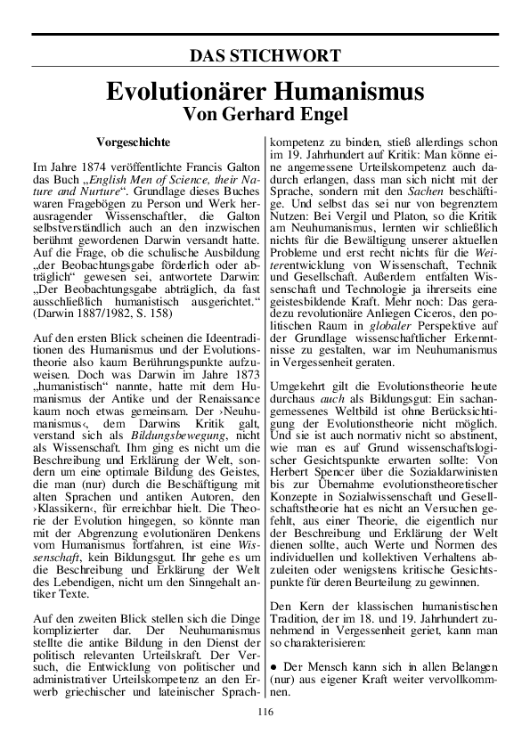 (PDF) Das Stichwort: Evolutionärer Humanismus. In: Information ...