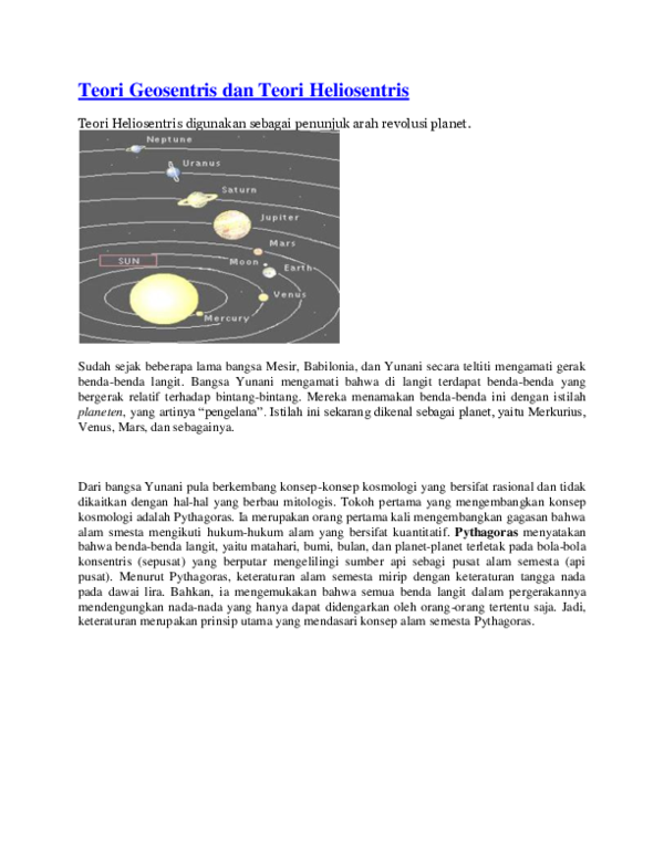 (DOC) Teori Geosentris dan Teori Heliosentris Teori