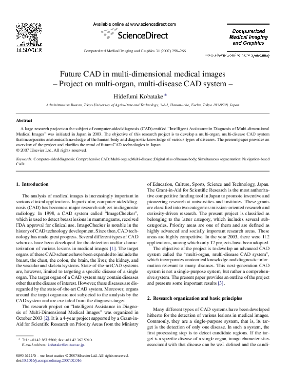 (PDF) Future CAD in multi-dimensional medical images – Project on multi ...