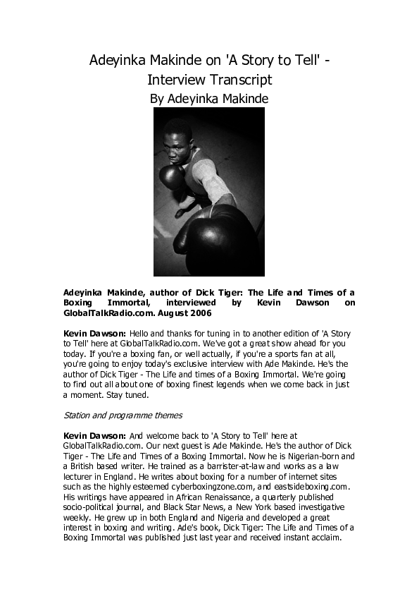(PDF) 'A Story to Tell' - Interview Transcript