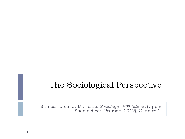 (PPT) The Sociological Perspective