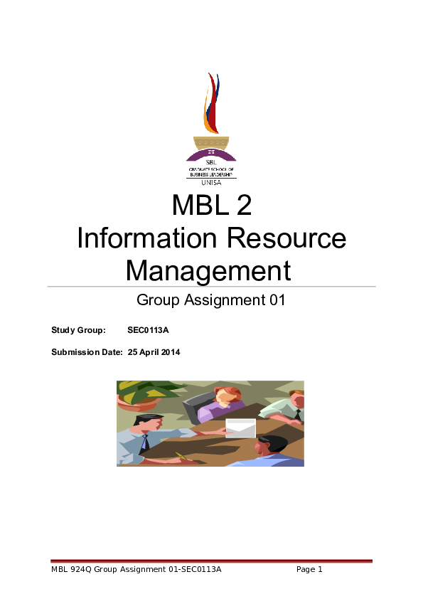 (DOC) MBL 2 Information Resource Management Group Assignment 01