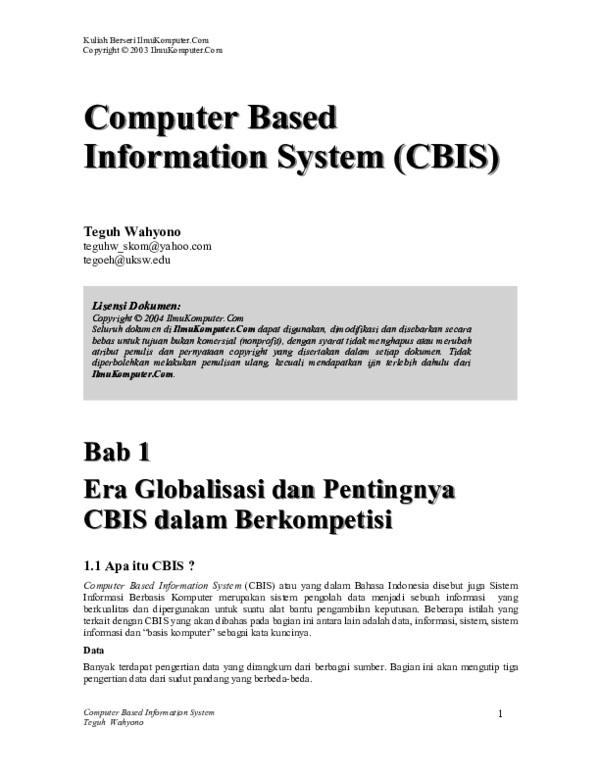 (PDF) Kuliah Computer Based Computer Based Information System (CBIS ... (PDF) Kuliah Computer Based Computer Based Information System (CBIS ...