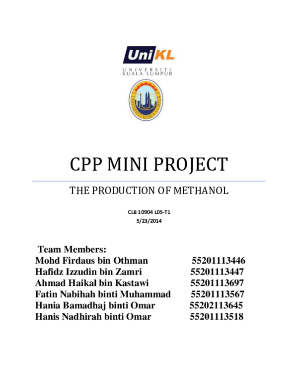 (DOC) methanol production