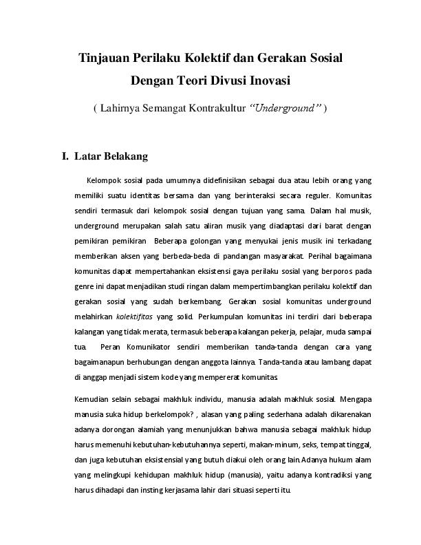 (DOC) Tinjauan Perilaku Kolektif dan Gerakan Sosial Dengan Teori Divusi ...