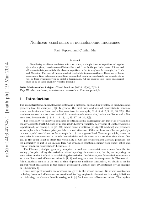 Nonlinear constraints in nonholonomic mechanics