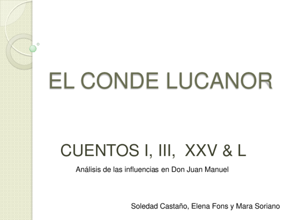(PPT) EL CONDE LUCANOR