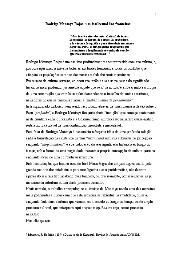 (DOC) Rodrigo Montoya Rojas. Um intelectual das fronteiras.