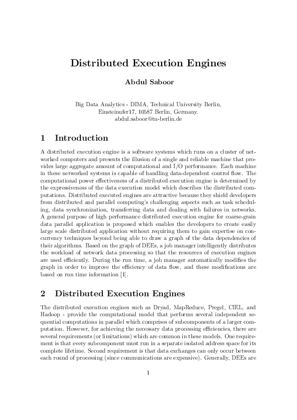 (PDF) Distributed Execution Engines