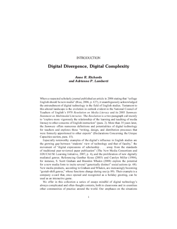 (PDF) Digital Divergence, Digital Complexity
