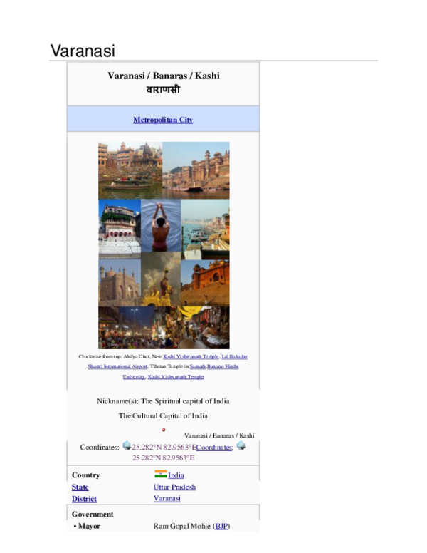 (DOC) Varanasi Varanasi / Banaras / Kashi