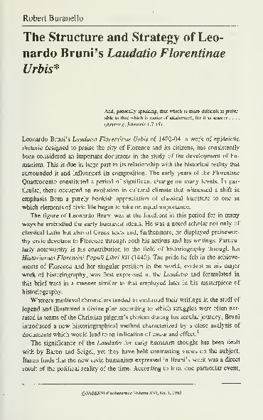 (PDF) The Structure and Strategy of Leonardo Bruni's _Laudatio_