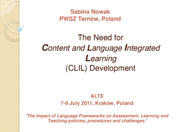 (PPT) The Need for Content and Language Integrated Learning (CLIL ...