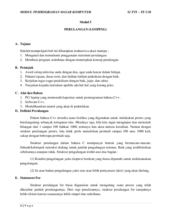 Pdf Modul 5 Looping