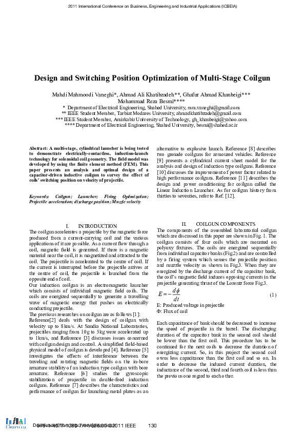 (PDF) Design and switching position optimization of multi-stage coilgun